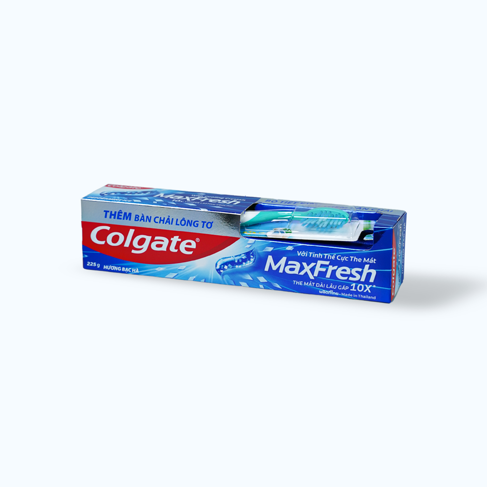 Kem đánh răng Colgate Maxfresh Peppermint Ice (225g) + Bàn chải đánh răng