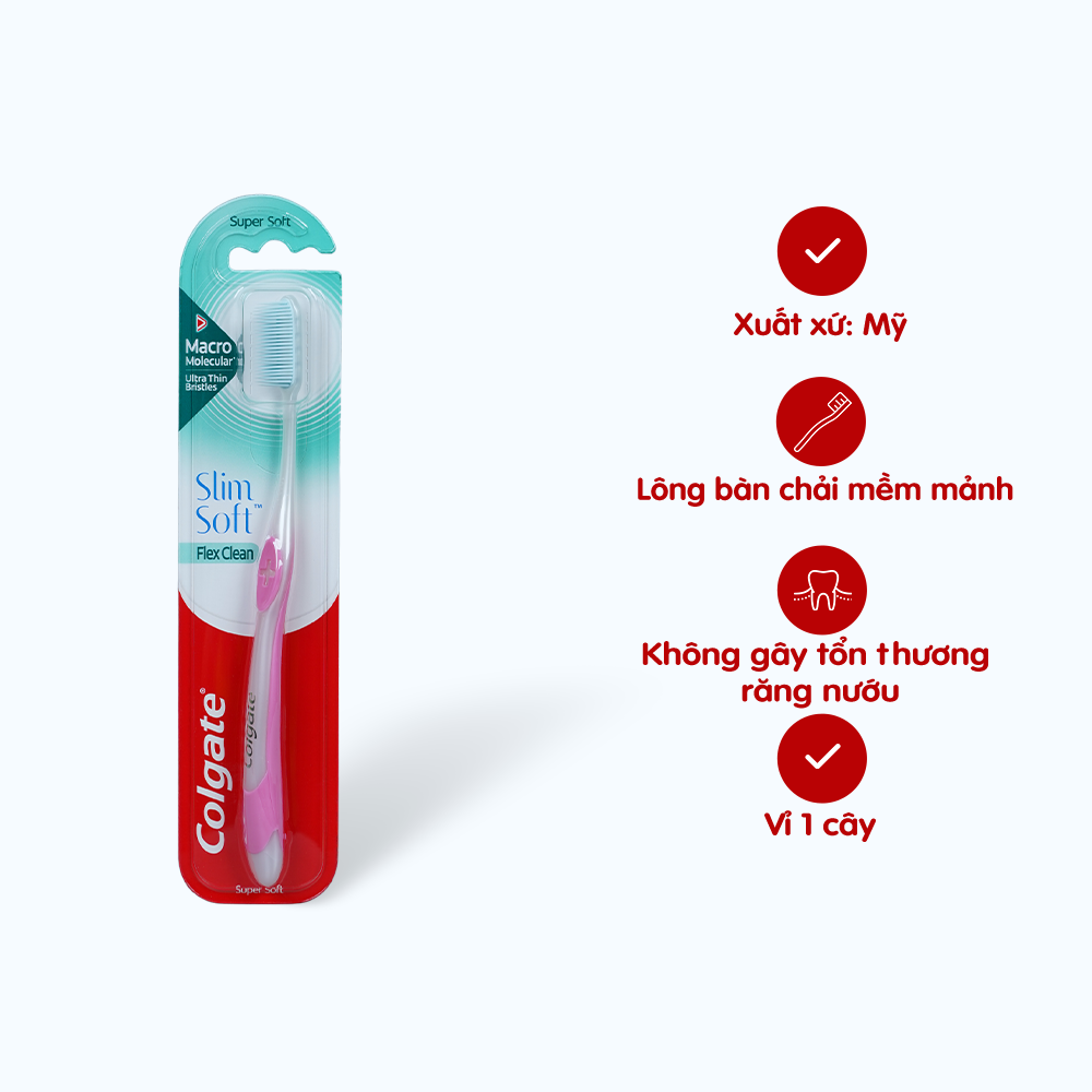 Bàn chải đánh răng Colgate Slim Soft Flex Clean (Vỉ 1 cái)