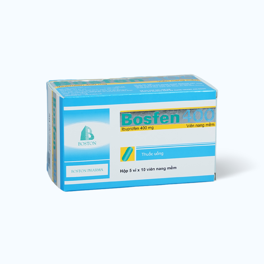 Viên nang mềm Bosfen Boston 400mg giảm đau, hạ sốt, chống viêm (5 vỉ x ...