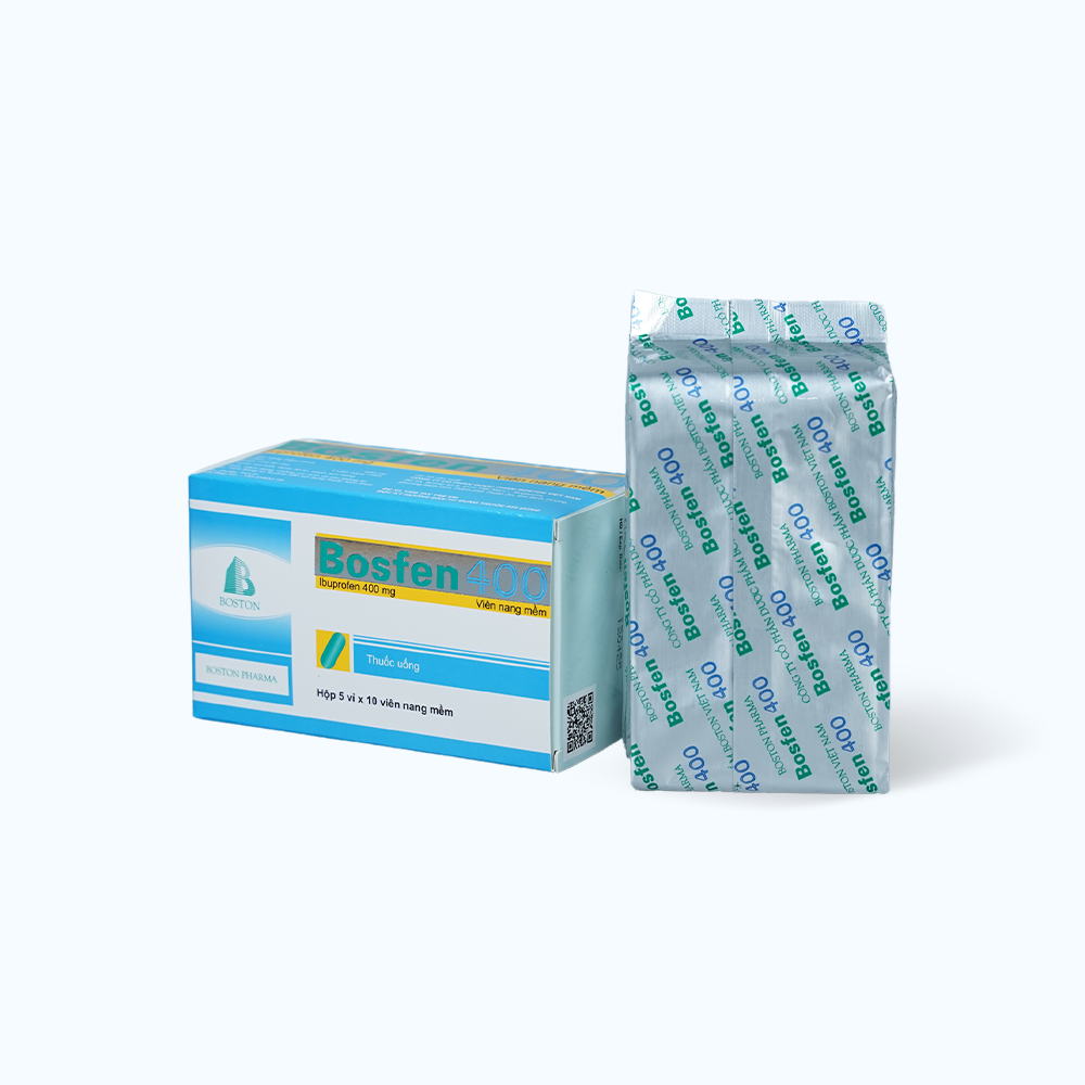Viên nang mềm Bosfen Boston 400mg giảm đau, hạ sốt, chống viêm (5 vỉ x ...