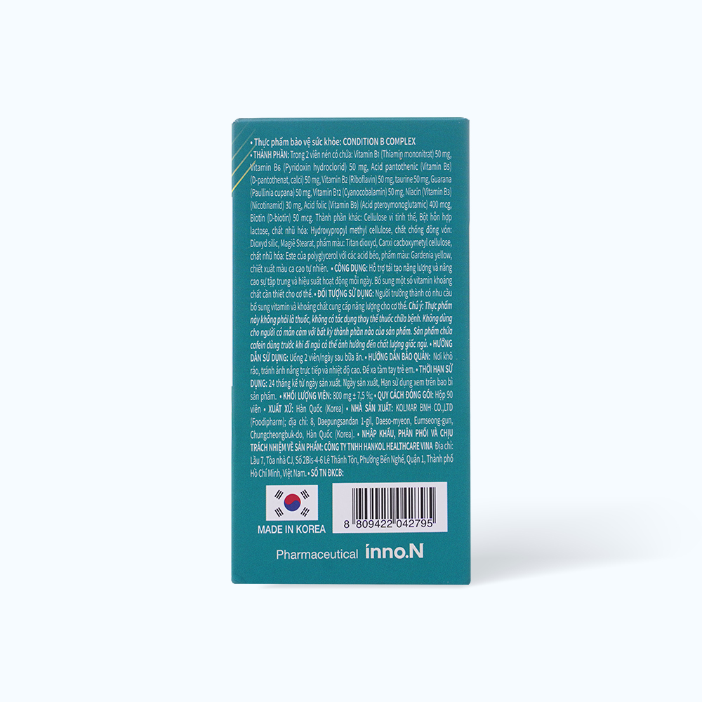 Viên bổ sung năng lượng Inno.N Condition B Complex (Hộp 90 viên)