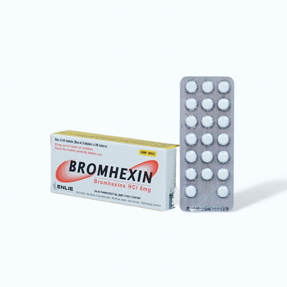 Bromhexin 8mg (Hộp 10 vỉ x 20 viên)