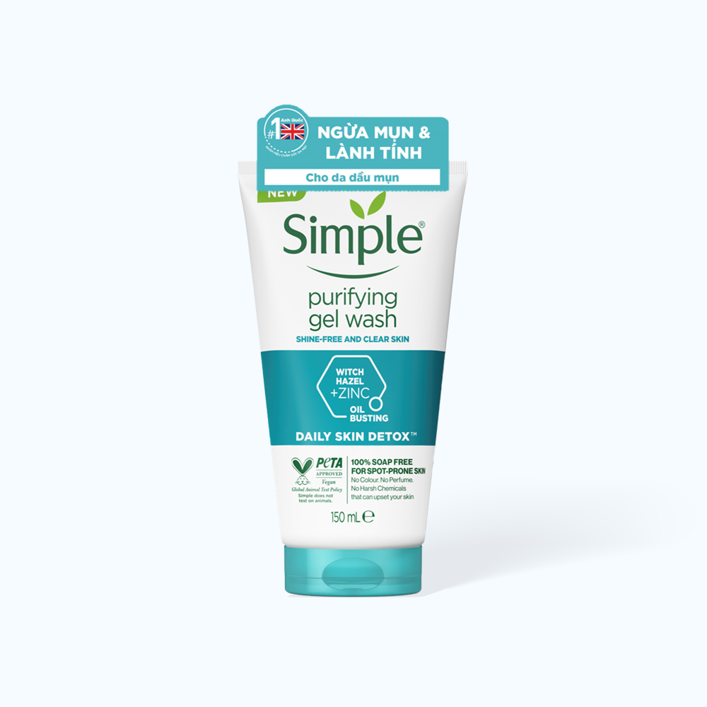 Gel rửa mặt Simple Purifying Gel Wash Deeply Cleanses For Controlled ...