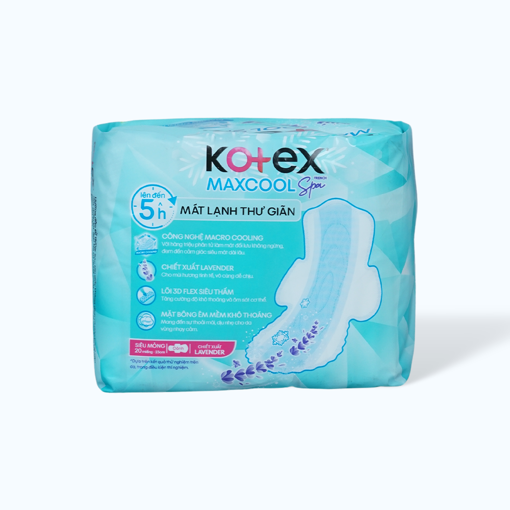 Băng vệ sinh Kotex Max Cool siêu mỏng có cánh 23cm (20 miếng)