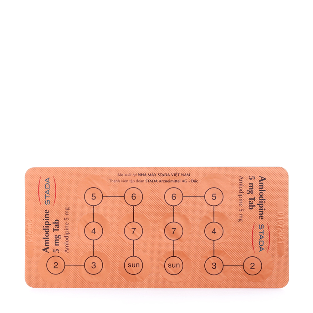 Amlodipine STADA 5mg Tab (Hộp 10 vỉ x 14 viên)