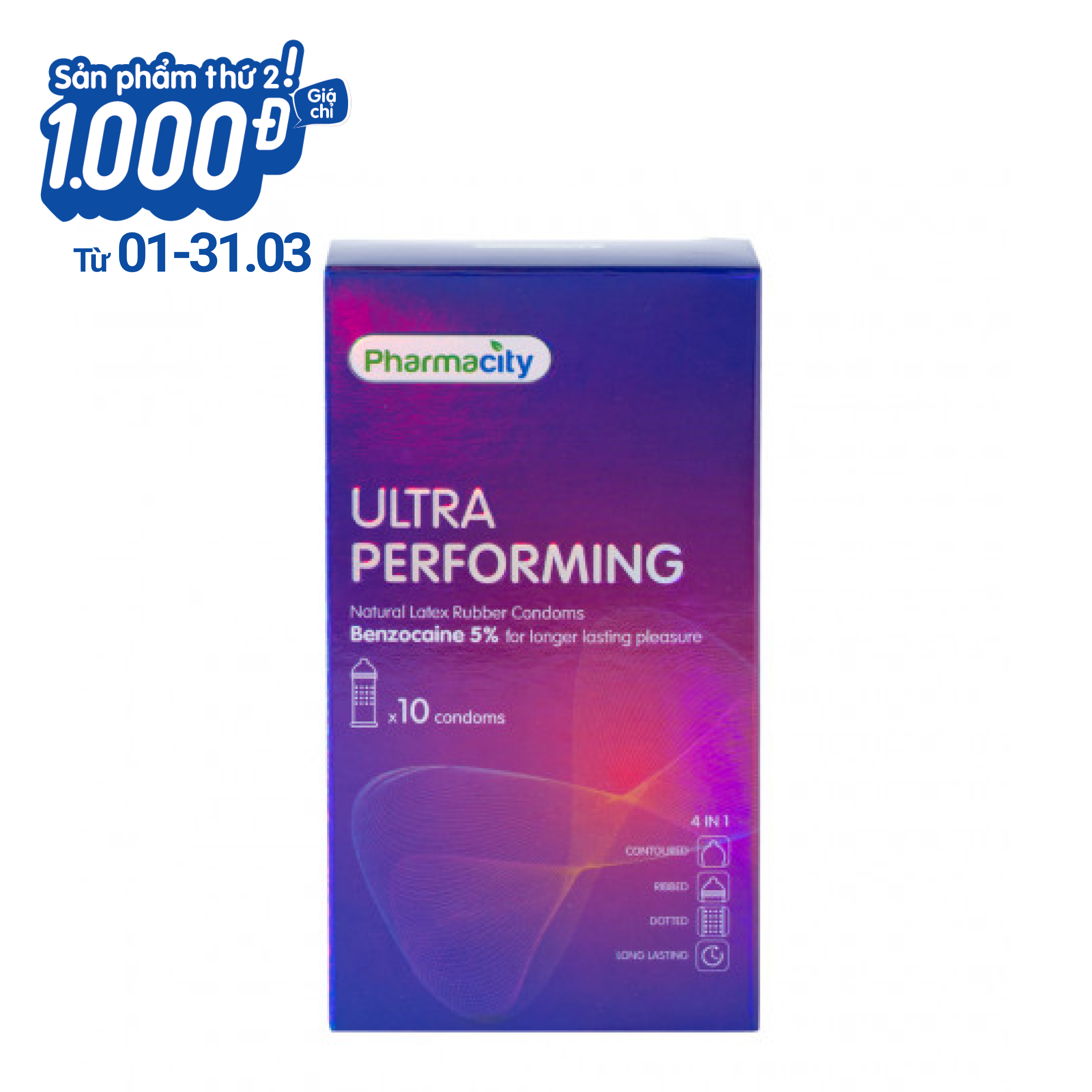 Bao cao su Pharmacity Ultra Performing N (Hộp 10 cái)