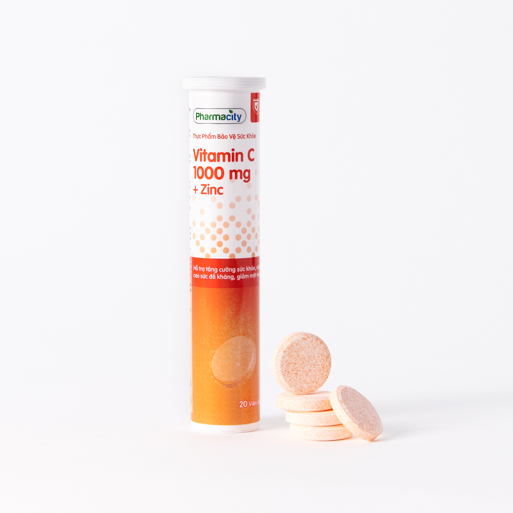 Viên sủi vitamin C 1000mg + Zinc Pharmacity (Tuýp 20 viên)