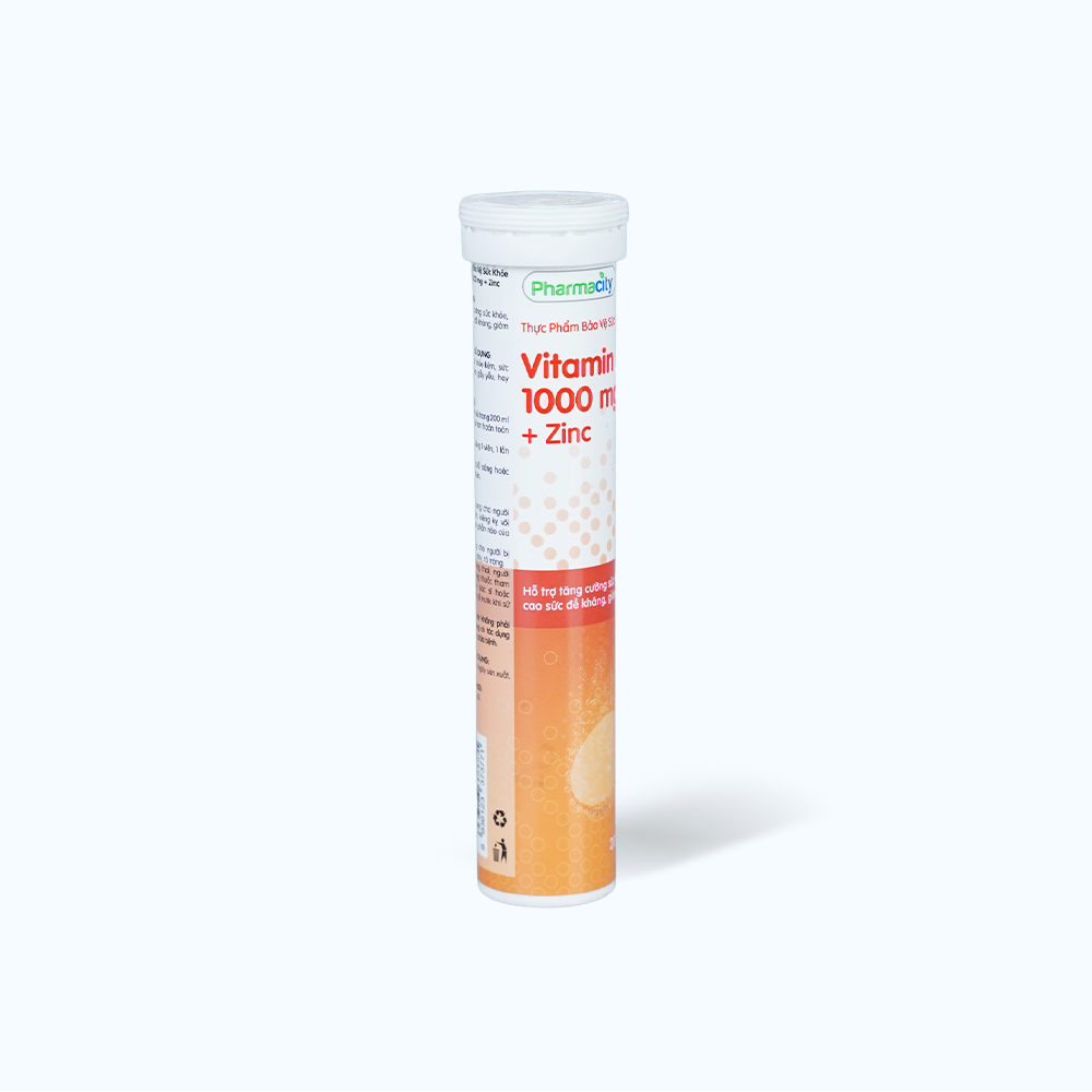 Viên sủi vitamin C 1000mg + Zinc Pharmacity (Tuýp 20 viên)