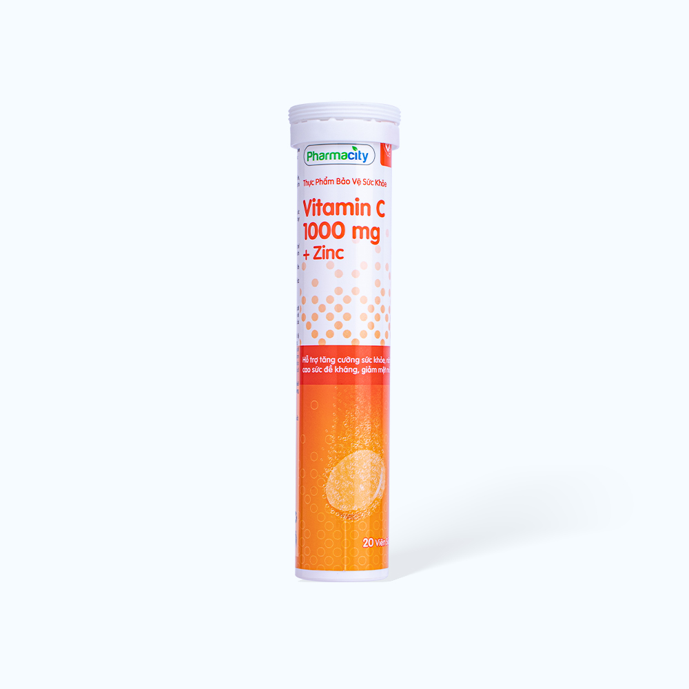 Viên sủi vitamin C 1000mg + Zinc Pharmacity (Tuýp 20 viên)