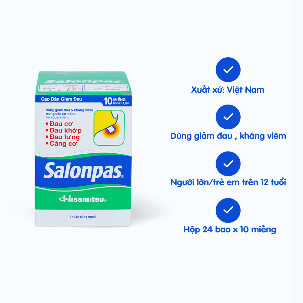Salonpas (Hộp 24 bao x 10 miếng) (6.5cmx4.2cm)