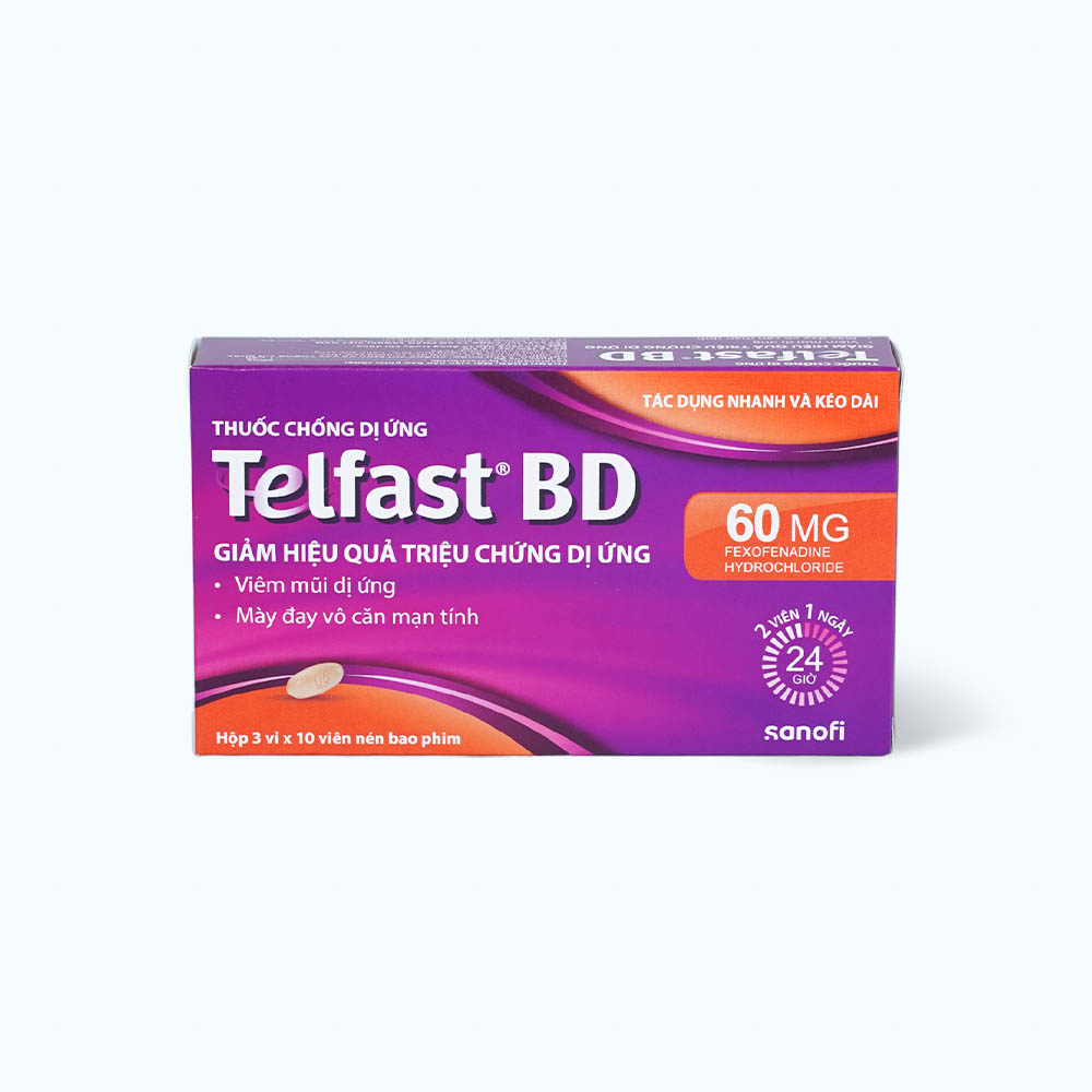 Telfast BD 60mg (Hộp 3 vỉ x 10 viên)