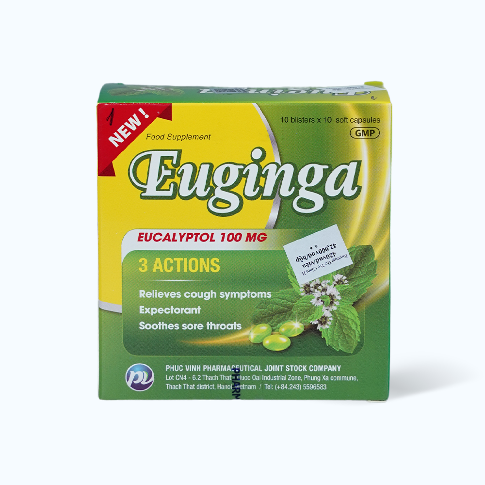 Thực phẩm bảo vệ sức khỏe hỗ trợ giảm ho Euginga (Hộp 100 viên)
