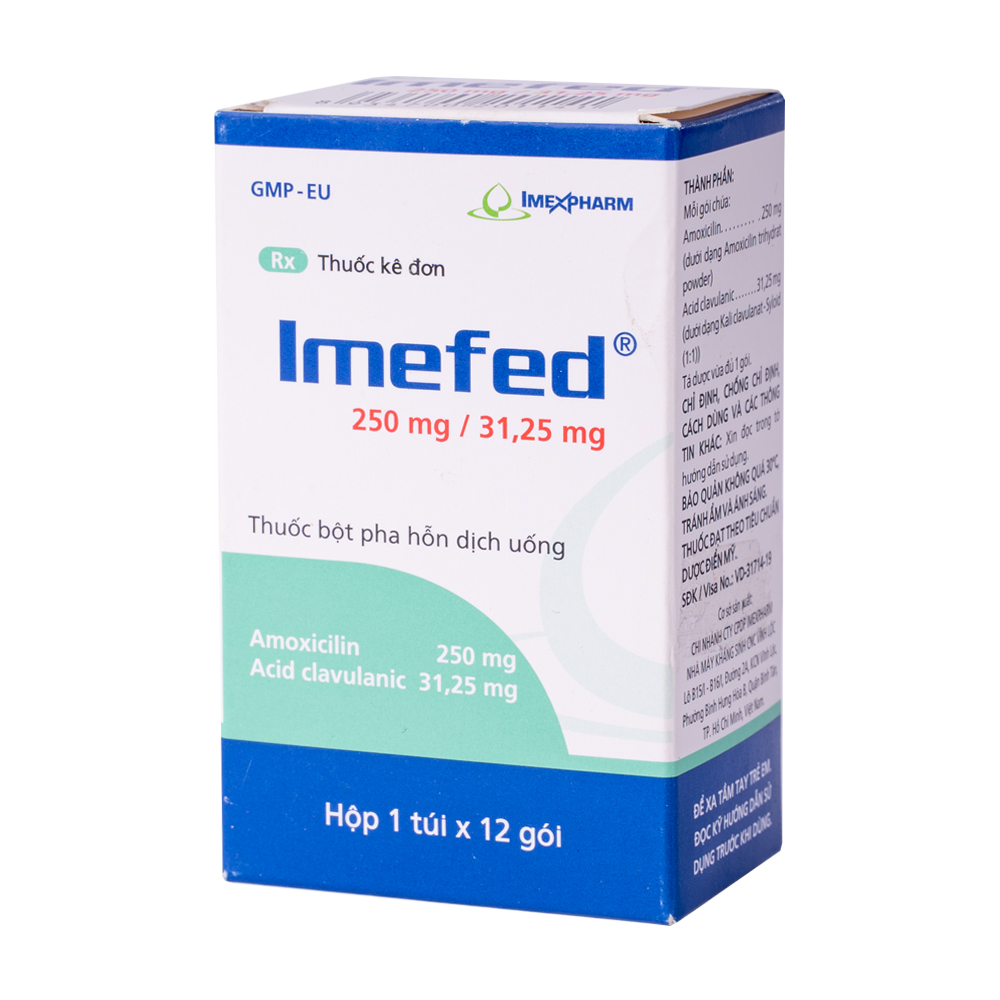 Imefed 250mg/31,25mg (Hộp 1 túi x 12 gói)