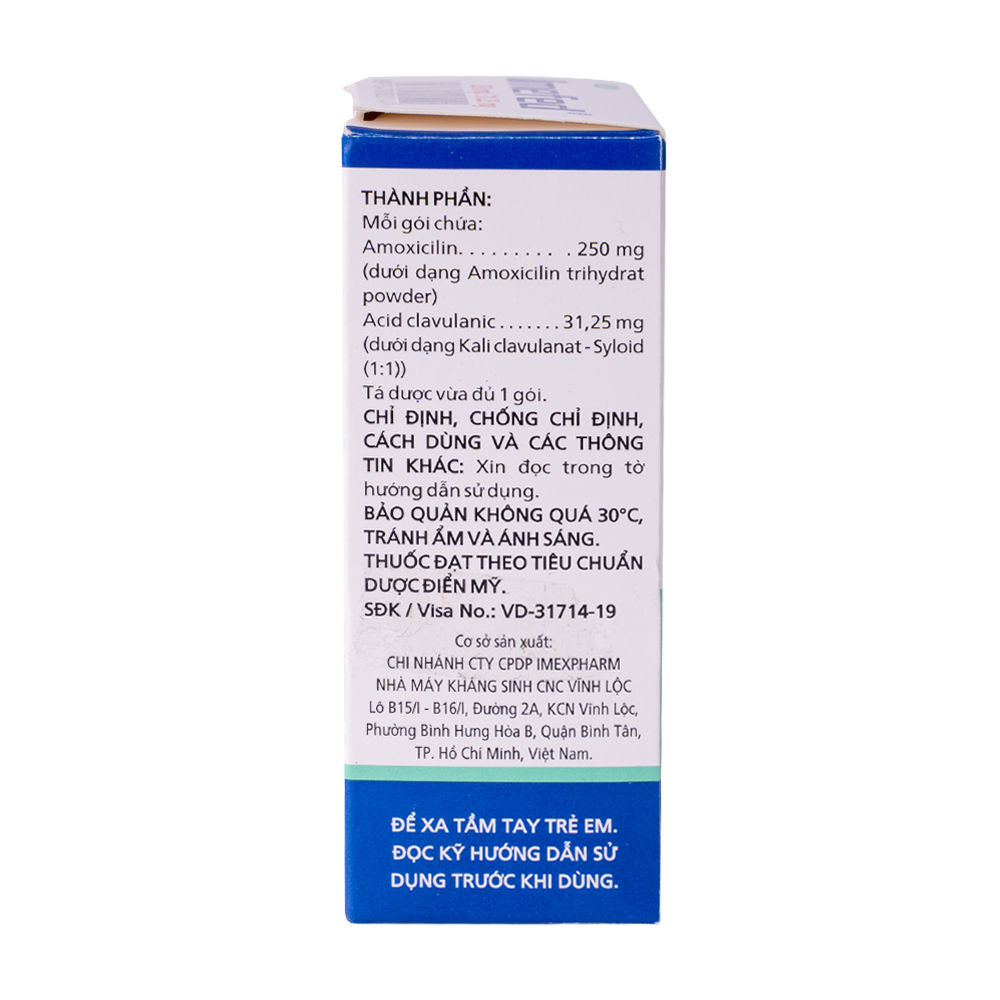 Imefed 250mg/31,25mg (Hộp 1 túi x 12 gói)