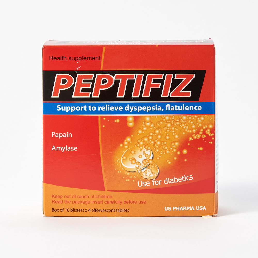Thực phẩm hỗ trợ rối loạn tiêu hóa US Pharma Peptifiz (Hộp 10 vỉ x 4 viên)
