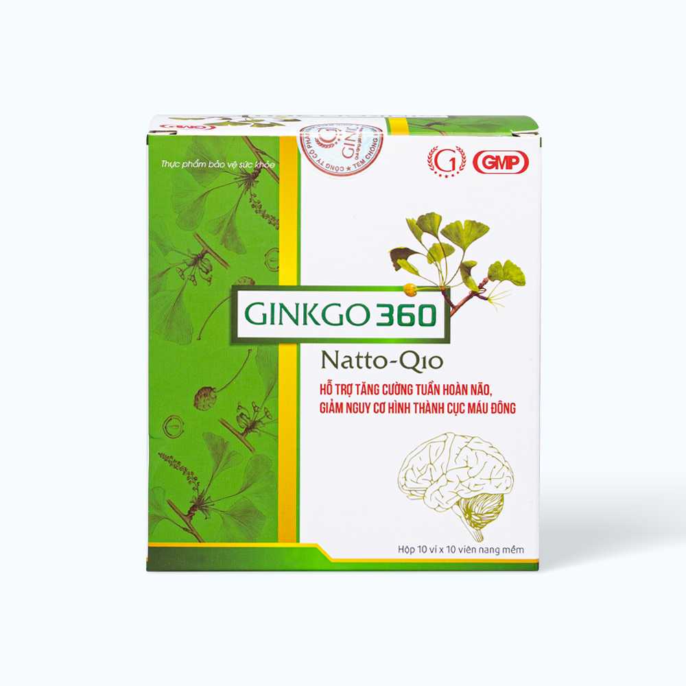 Viên uống ABIPHA Ginkgo 360 Natto Q10 hỗ trợ tăng cường tuần hoàn não, giảm nguy cơ hình thành ...