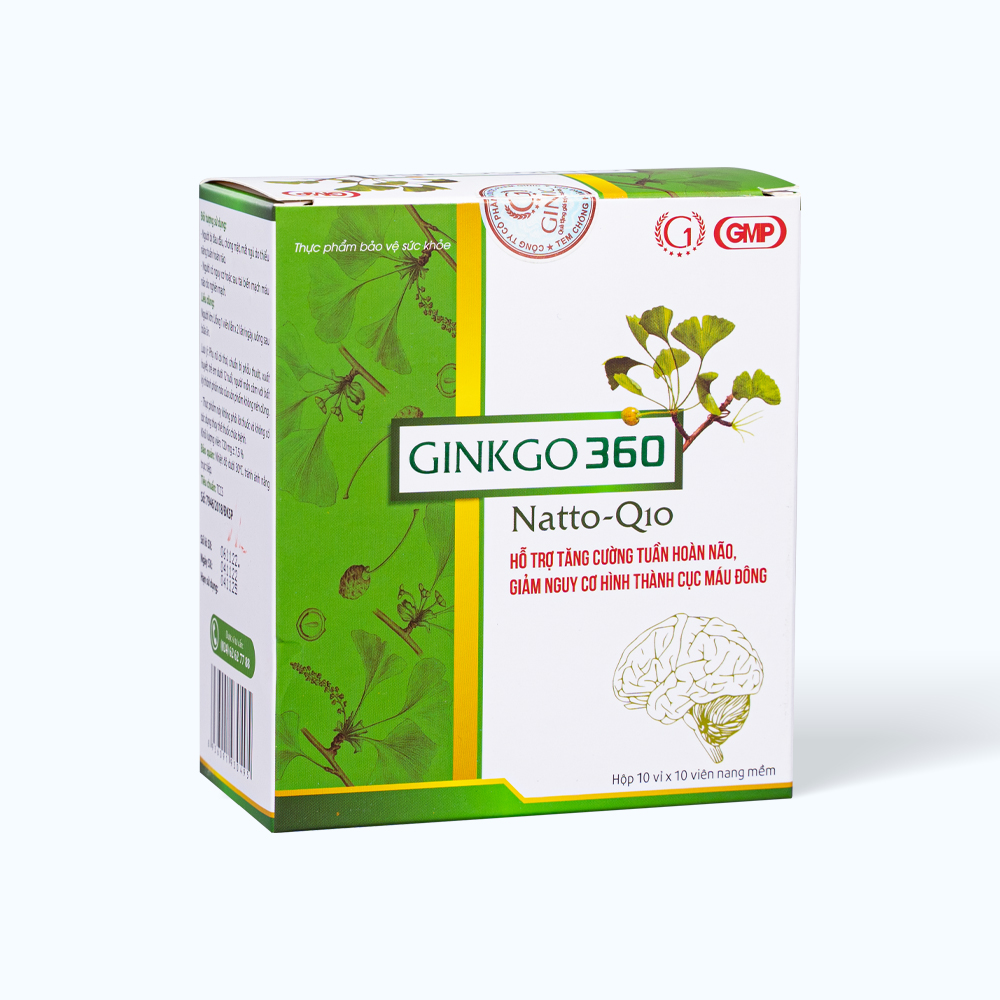 Viên uống ABIPHA Ginkgo 360 Natto Q10 hỗ trợ tăng cường tuần hoàn não, giảm nguy cơ hình thành ...