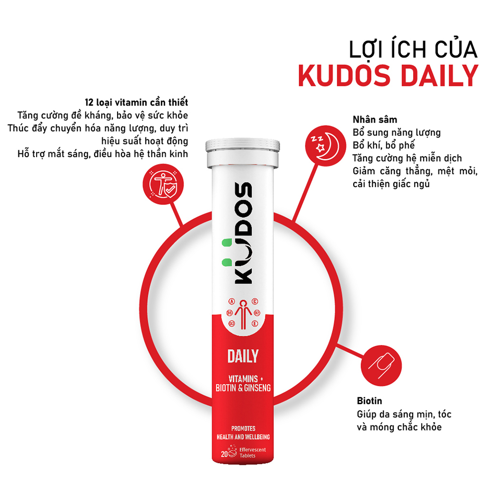 Thực phẩm bảo vệ sức khỏe Kudos Daily Vitamins Plus Biotin & Ginseng ...