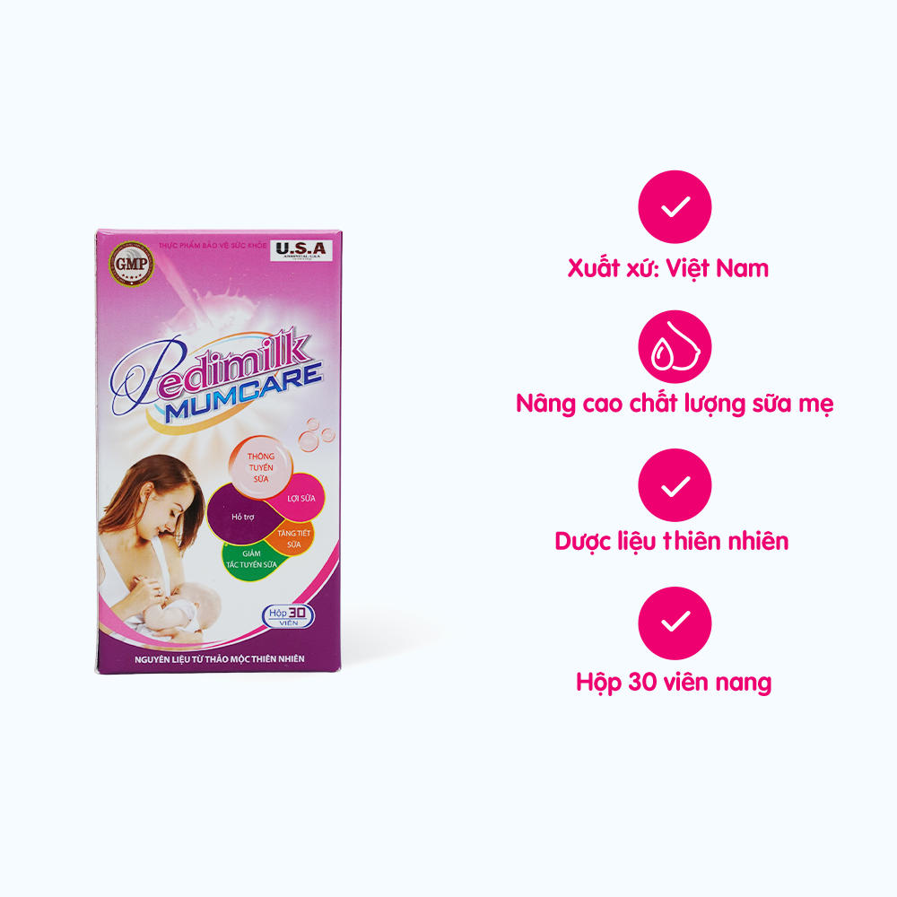 Viên uống PEDIMILK Mumcare tăng tiết sữa cho mẹ bỉm (Hộp 30 viên)