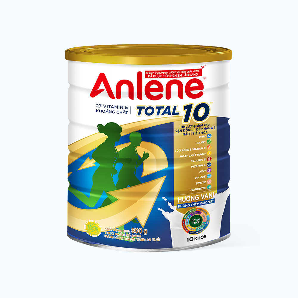 Sữa bột hương vani Anlene Gold Total 10 (Hộp 800g)