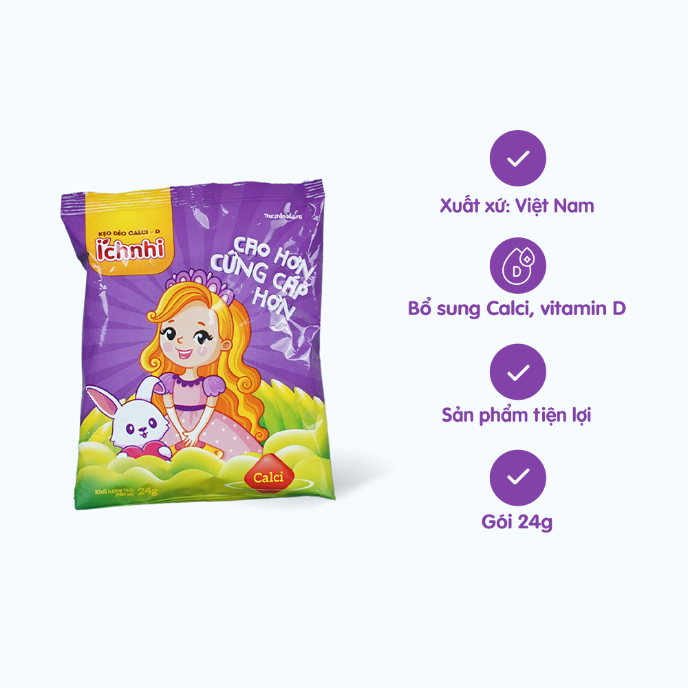 Kẹo dẻo bổ sung Calci Vitamin D Ích Nhi (24g)