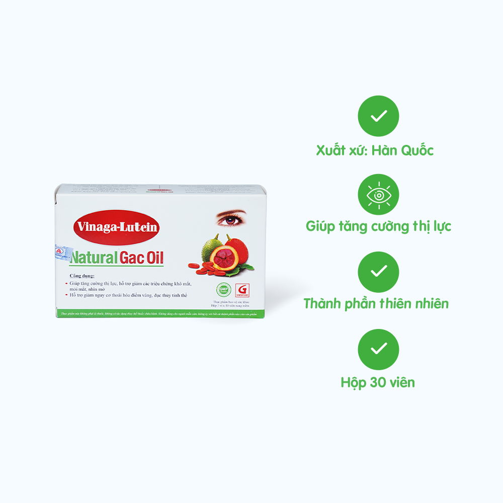 Tăng cường thị lực VINAGA-Lutein (Hộp 3 vỉ x 10 viên)