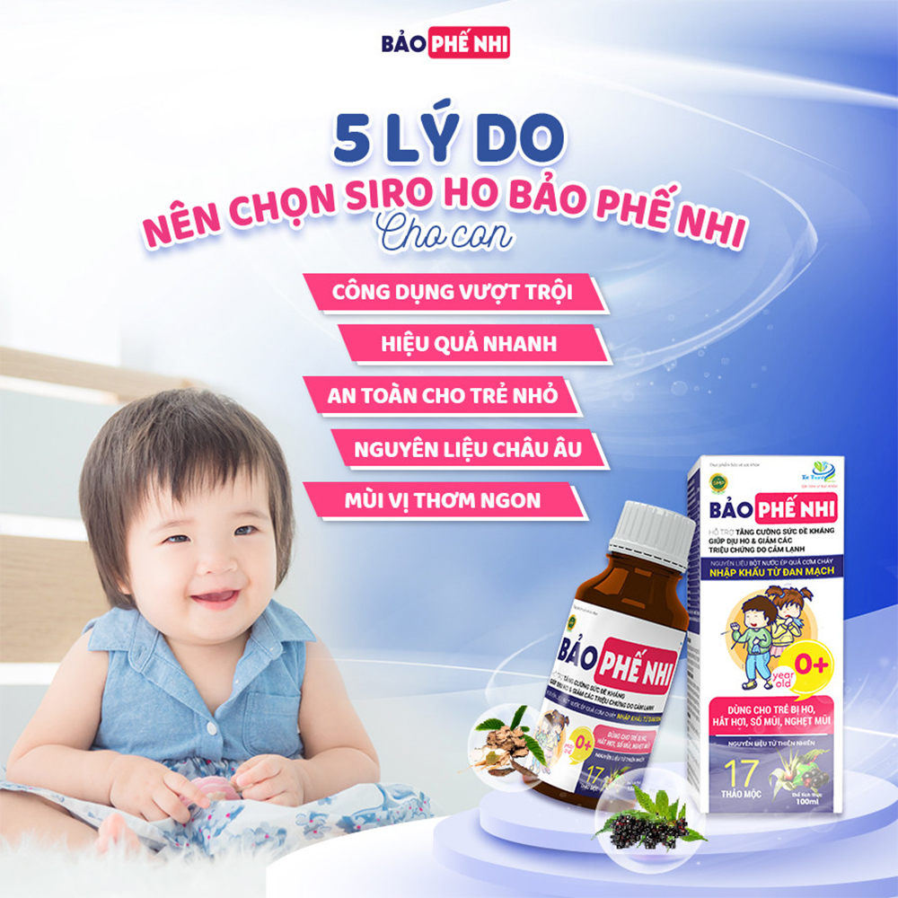 Siro Bảo Phế Nhi 3in1 hỗ trợ giảm cảm cúm (Chai 100ml)