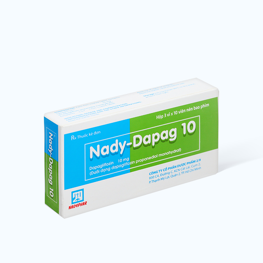 Viên nén bao phim Nady-Dapag 10 điều trị đái tháo đường không phụ thuộc ...
