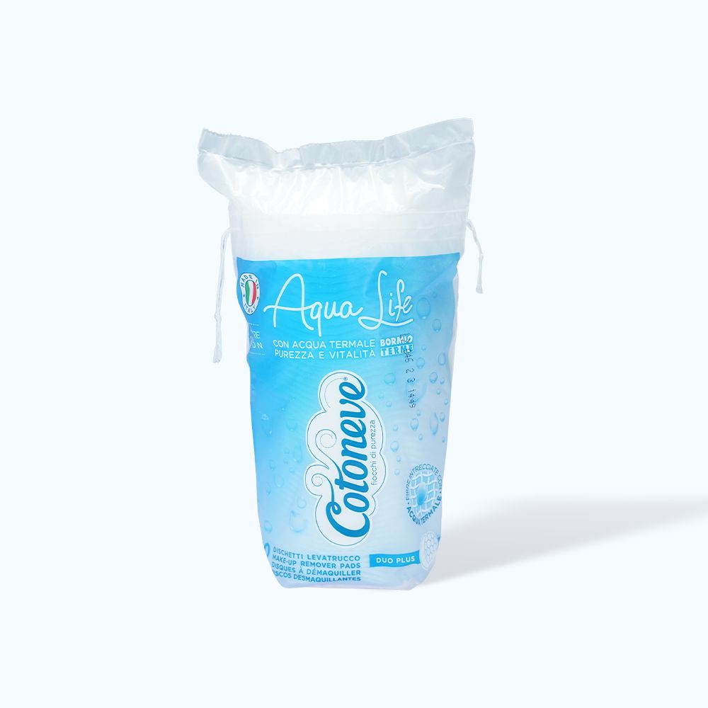 Bông tẩy trang maxi may viền dập nổi Cotoneve Aqua Life (Gói 50 miếng)